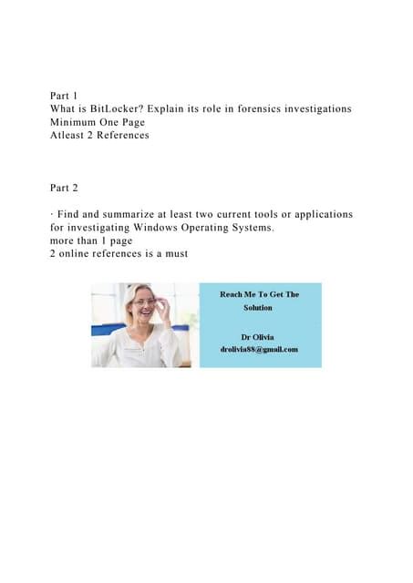 Part 1what Is Bitlocker Explain Its Role In Forensics Investidocx