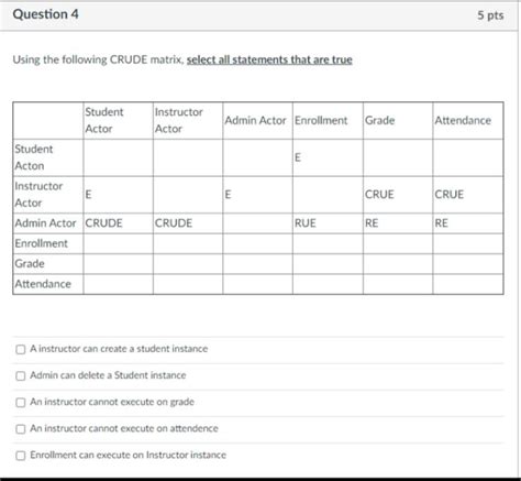 Solved Question 4 5 Pts Using The Following Crude Matrix