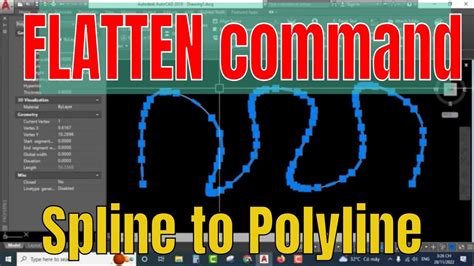 autocad tutorial spline to polyline flatten command youtube