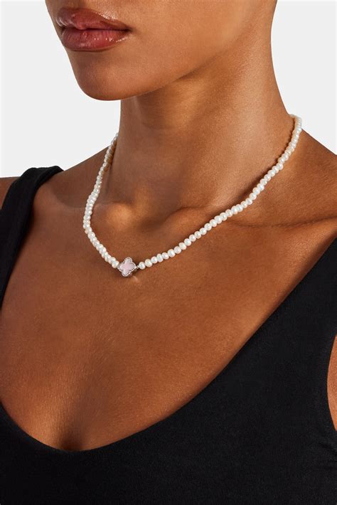 Pink Motif Freshwater Pearl Necklace 4mm Womens Necklaces Shop