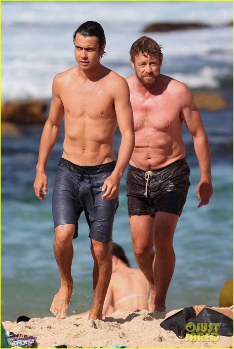Simon Baker Goes Shirtless During Beach Day With 22 Year Old Son Claude