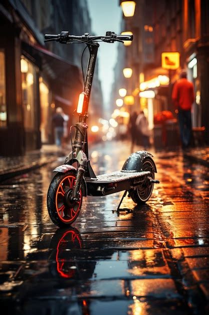 Premium Photo An Electric Scooter On Urban Street Background