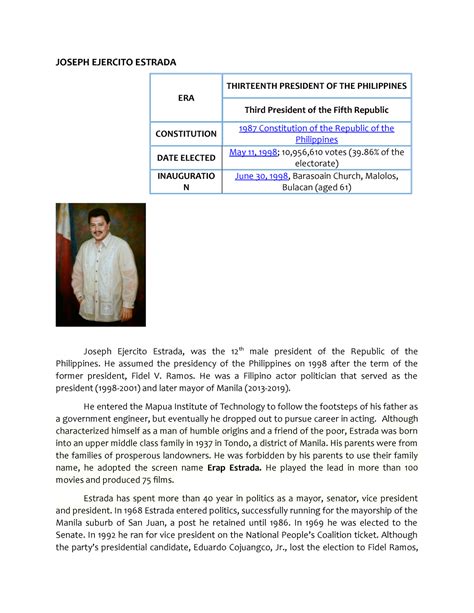 Arroyo Estrada Joseph Ejercito Estrada Joseph Ejercito Estrada Was