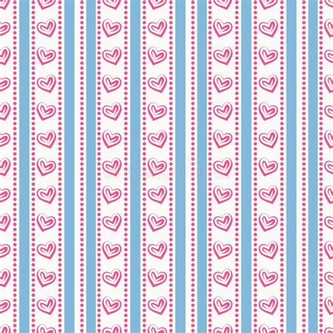 Striped Pattern With Hearts Vector Seamless Background Stock Vector