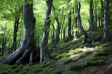 Premium Photo Beech Forest In Spring Time Beech Trees In The Forest