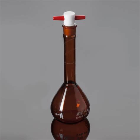 Amber Volumetric Flask Qr Coded Class A Serialized With Ptfe
