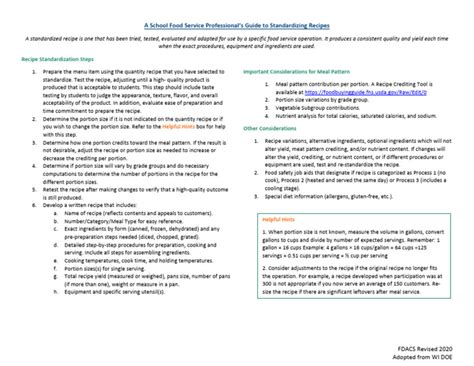 Steps To Developing A Standardized Recipe Pdf