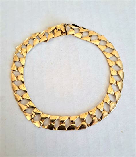 14k Yellow Gold Bracelet 10mm Wide 9 Long 15 Grams S Gem