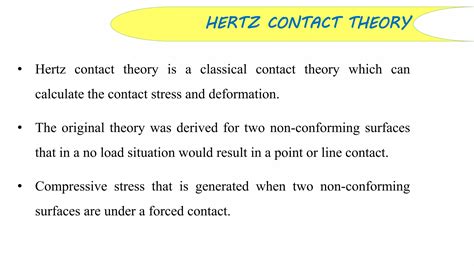 Hertz Contact Theory Pptx Physics Science