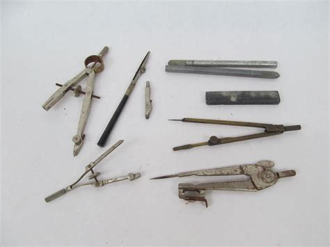 Antique Drafting Compass Eboot Student Geometry Math Set Drawing
