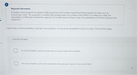 Solved Required Information A Quality Control Program At A