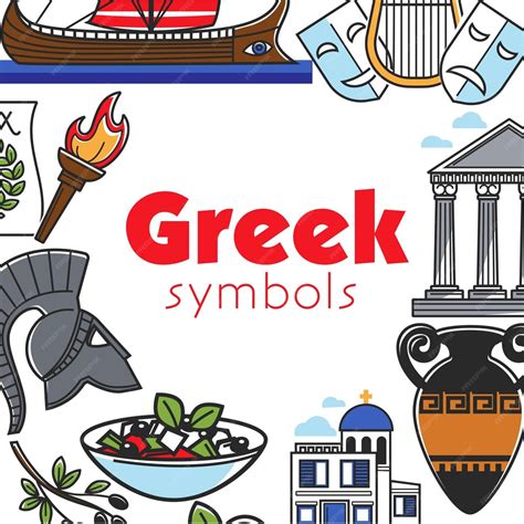 Premium Vector Greek Symbols Frame Travel To Greece Traveling And Tourism