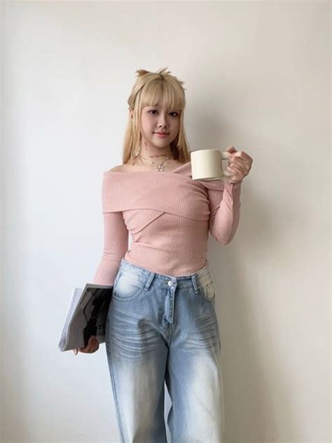 Princess Layer Off Shoulder Long Sleeve Knit Top Black Pink S 4xl 弄潮儿wét