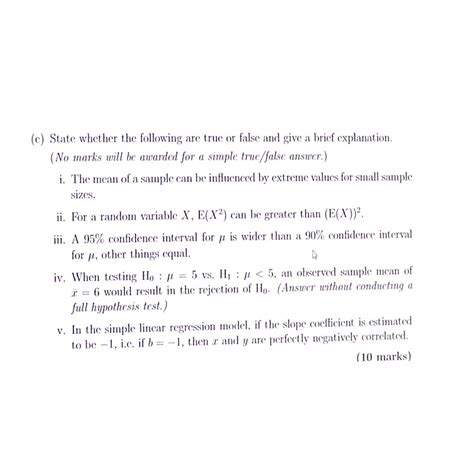 Solved (c) ﻿State whether the following are true or false | Chegg.com