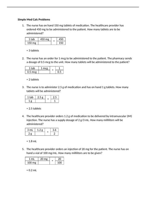 Peds Nr 328 Simple Med Calculation Problems 2023 Peds Nr 328 Stuvia Us