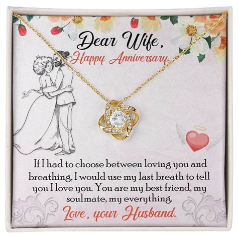 To My Wife Necklace Anniversary T For Wife Romantic Message Card
