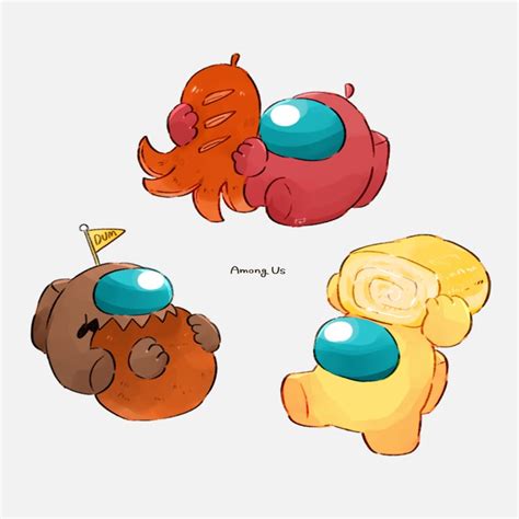 Crewmate Yellow Impostor Red And Brown Among Us Drawn By