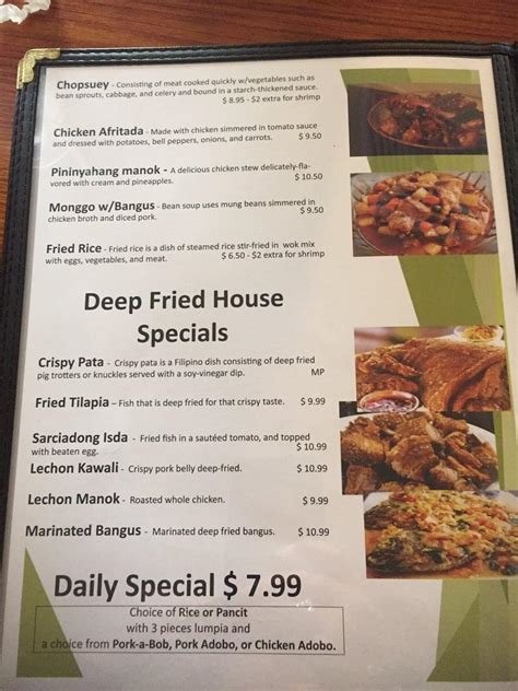 Menu At Ruby Gin Filipino Restaurant Pensacola 2 N Old Corry Field Rd