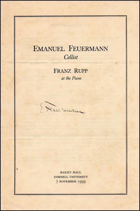Feuermann Emanuel 1902 1942 Signed Program Schubertiade Music And Arts