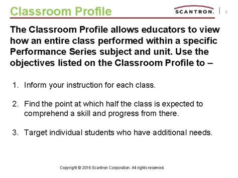 Classroom Reports Classroom Profile The Classroom Profile Allows