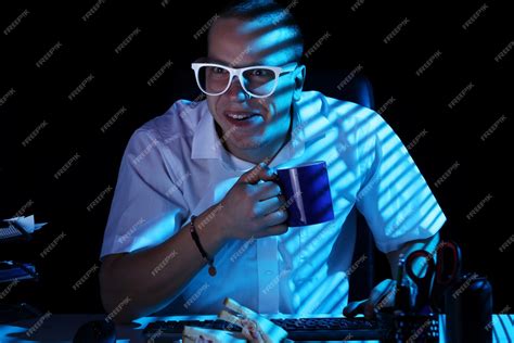 Free Photo Nerd Surfing Internet At Night Time