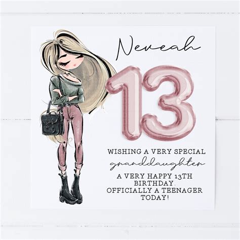 Thirteen Teen Happy Birthday Cards Printable Girls Teenager 13th Happy