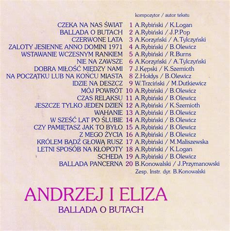 Andrzej I Eliza Ballada O Butach 2003 Remastered 2008 Flac