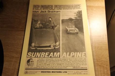 Original Magazine Advert Sunbeam Alpine 16 Brabham Laminated Wall Art