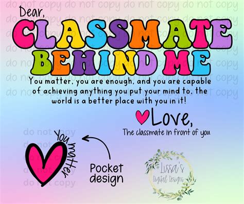 Retro Dear Classmate Behind Me Retro Love The Classmate In Front Of