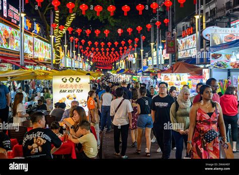 A Busy Night On Jalan Alor Food Street Kuala Lumpur Malaysia Stock