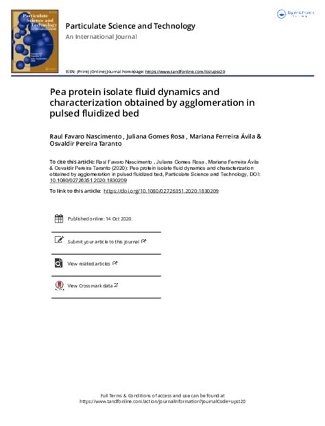 Pdf Pea Protein Isolate Fluid Dynamics And Characterization Obtained
