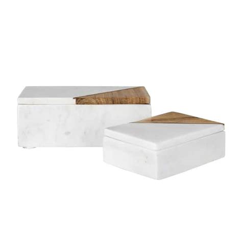 A And B Home Whitebrown Decorative Marble Storage Boxes 83671 The Home