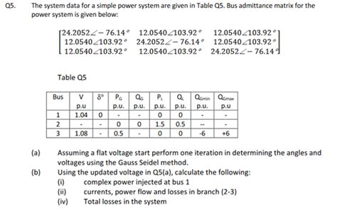 solved the system data for a simple power system are given in table
