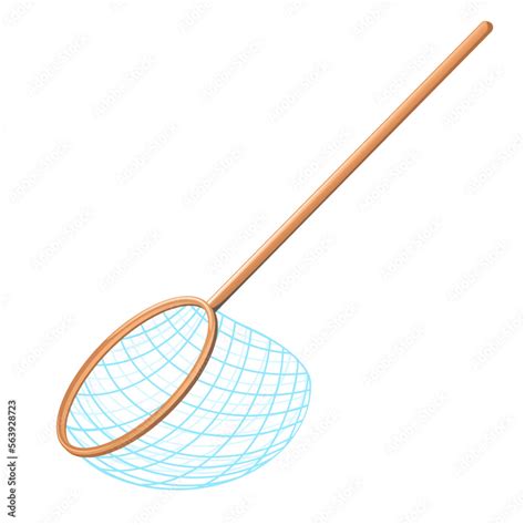Fish Net On Side View Cartoon Isolated Illustration Catch Fish In Net