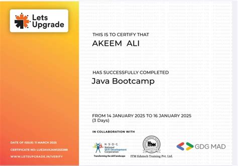 java bootcamp letsupgrade learningjourney programming techskills… akeem ali