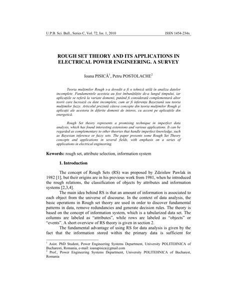 Pdf Rough Set Theory And Its Applications In Electrical Power
