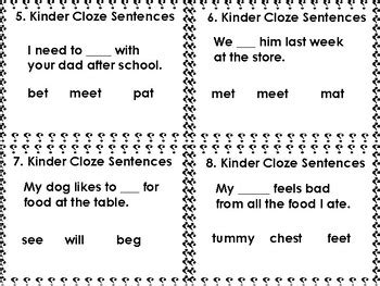 Kindergarten Cloze Reading Task Cards 28 Cards By Task Cards King