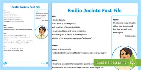 Emilio Jacinto Fact File Preschool Twinkl