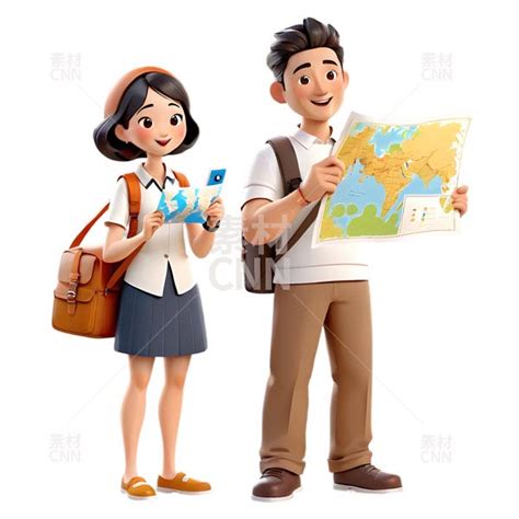 卡通旅行男女3素材cnn