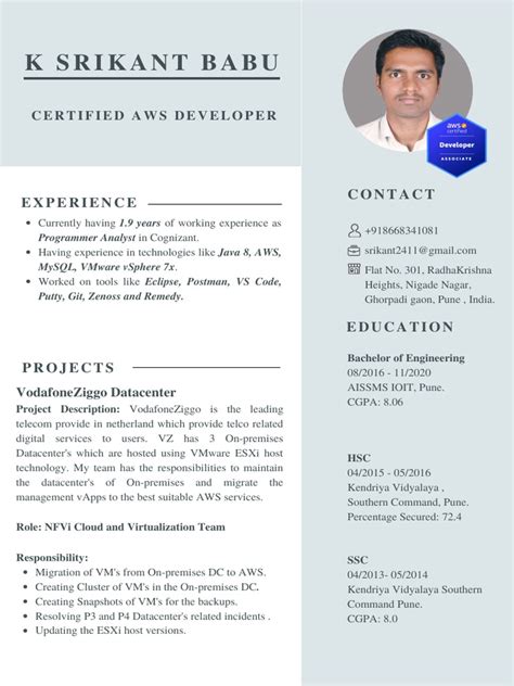 Aws Resume Pdf Cloud Computing Amazon Web Services