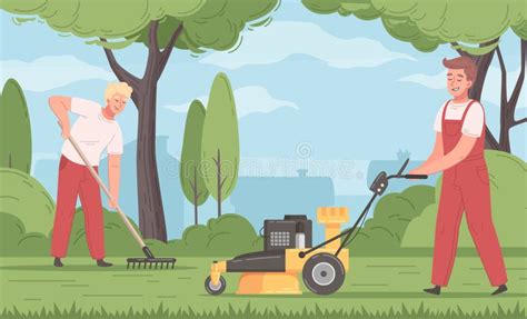Lawn Mowing Cartoon Stock Vector Illustration Of Lawn 268099388