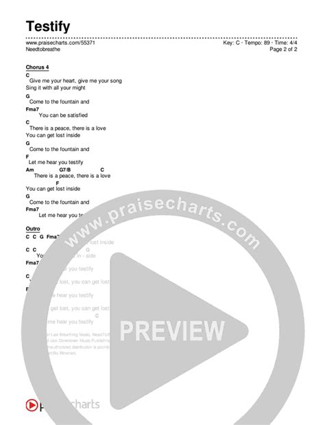 Testify Chords Pdf Needtobreathe Praisecharts