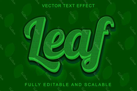 Green Leaf 3d Font Style Effect Free Illustrator Vector File