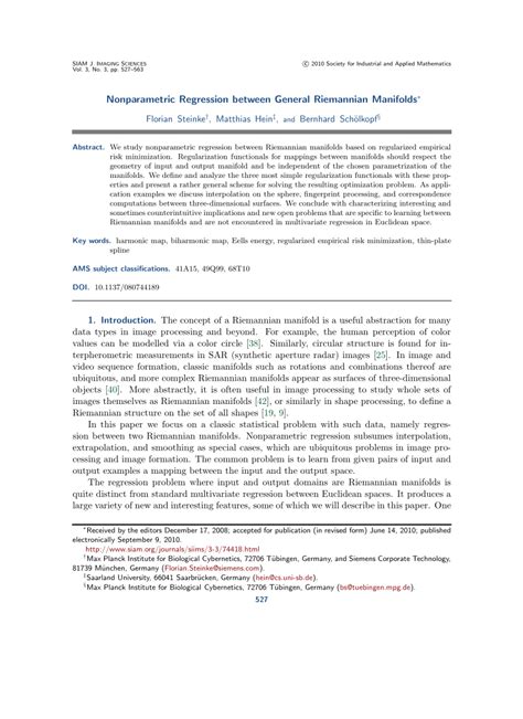 pdf nonparametric regression between general riemannian manifolds
