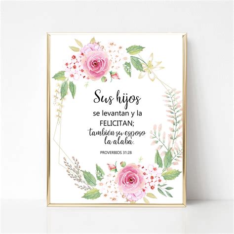 Printable Spanish Women Bible Verse Set Set X8 Spanish Mothers Day