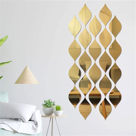 5 Pack Acrylic Mirror Wall Stickers Teardrop Mirror Acrylic
