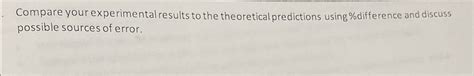 Solved Compare Your Experimental Results To The Theoretical