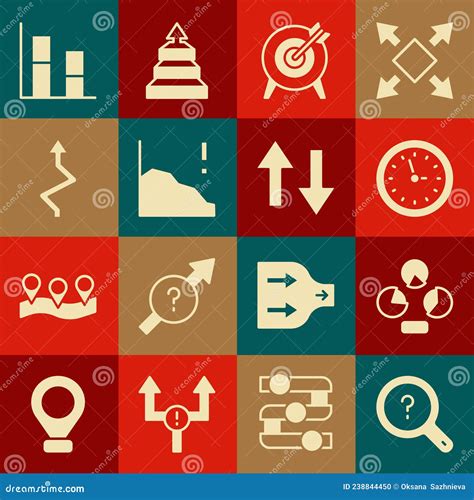 Set Unknown Search Pie Chart Infographic Clock Target Financial