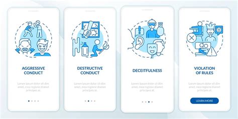 Blue Onboarding Mobile App Screen Featuring Conduct Disorder Behavior