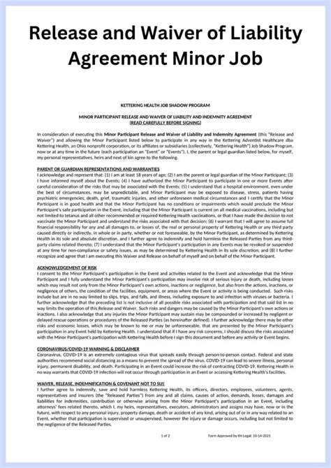 Sample Printable Liability Waiver Form Forms Template 2025 Liability